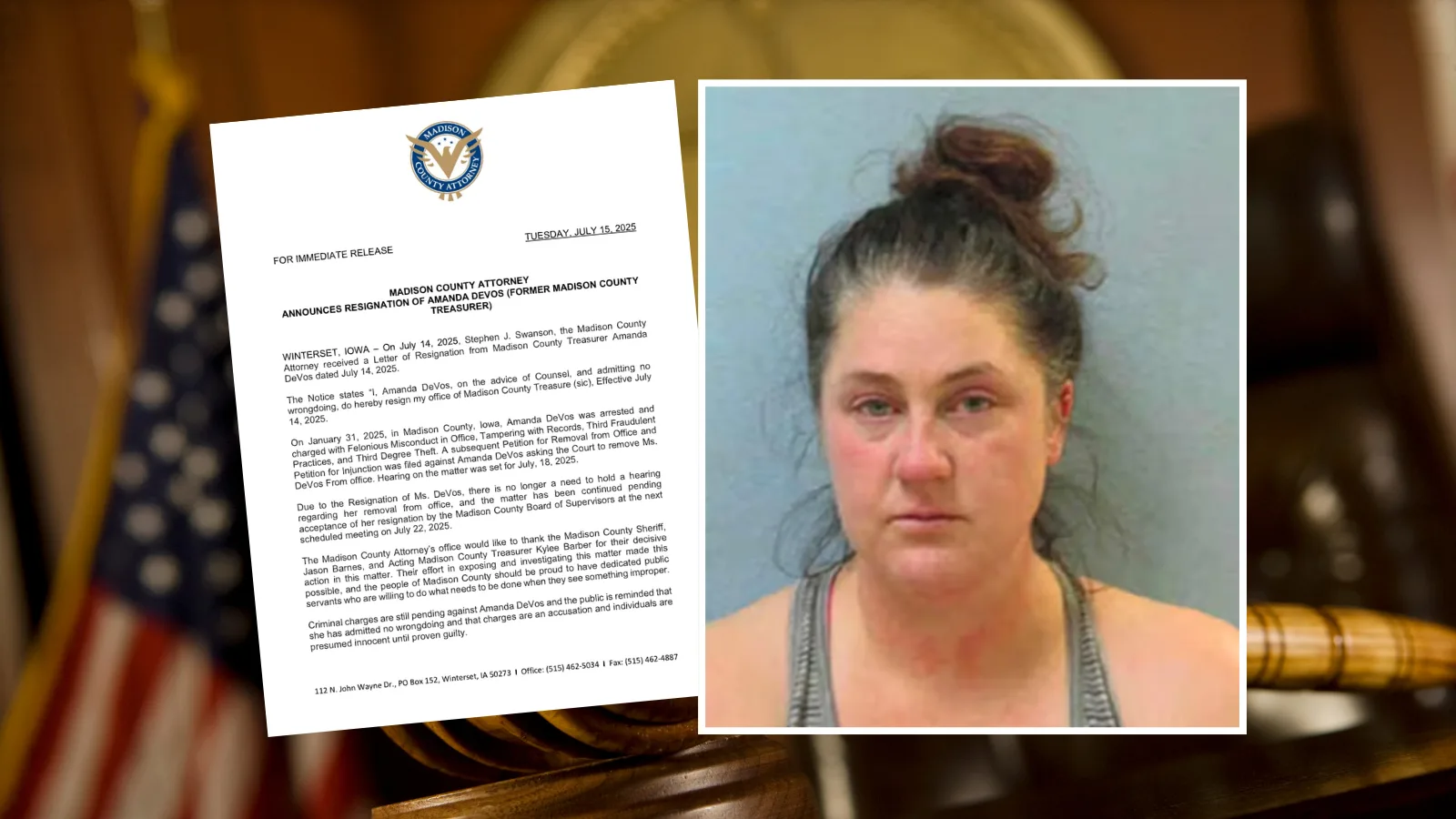 Amanda DeVos Resigns as Madison County Treasurer After Felony Charges