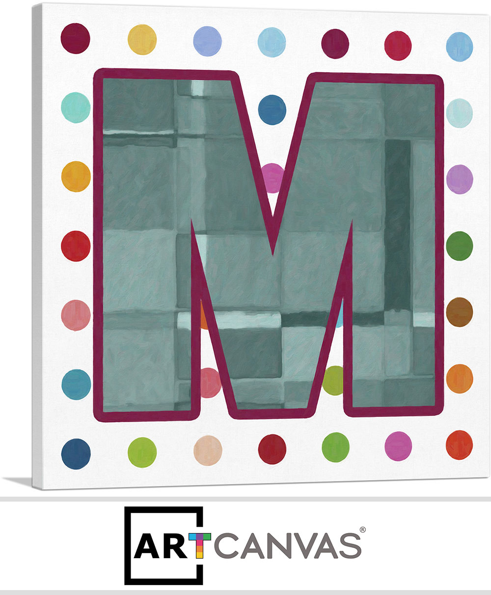 Fun Polka Dots Letter M Canvas Art Print for Sale | ARTCANVAS.com