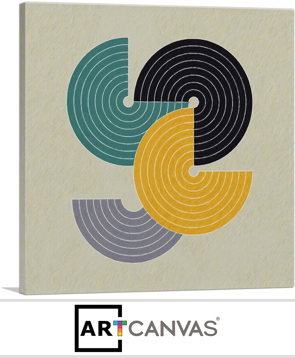 Mid-Century Modern Circles Missing Quarters Canvas Art Print for Sale ...