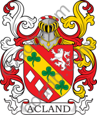 Acland Family Crest, Coat of Arms and Name History