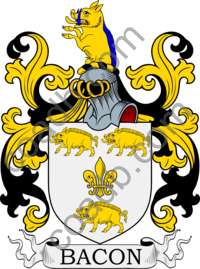 Bacon Family Crest, Coat of Arms and Name History