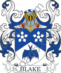 Blake Family Crest, Coat of Arms and Name History