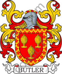 Butler Family Crest, Coat of Arms and Name History