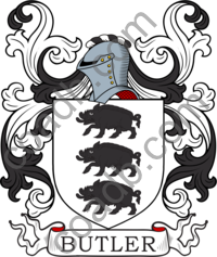 Butler Family Crest, Coat of Arms and Name History