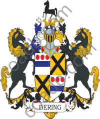 Dering Family Crest, Coat of Arms and Name History