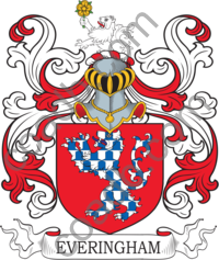 Everingham Family Crest, Coat of Arms and Name History