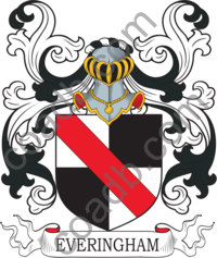 Everingham Family Crest, Coat of Arms and Name History