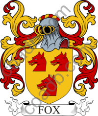 Fox Family Crest, Coat of Arms and Name History