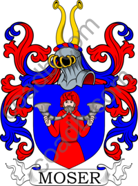 Moser Family Crest, Coat of Arms and Name History