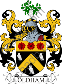 Oldham Family Crest, Coat of Arms and Name History