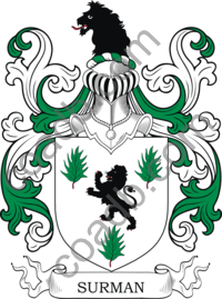 Surman Family Crest, Coat of Arms and Name History