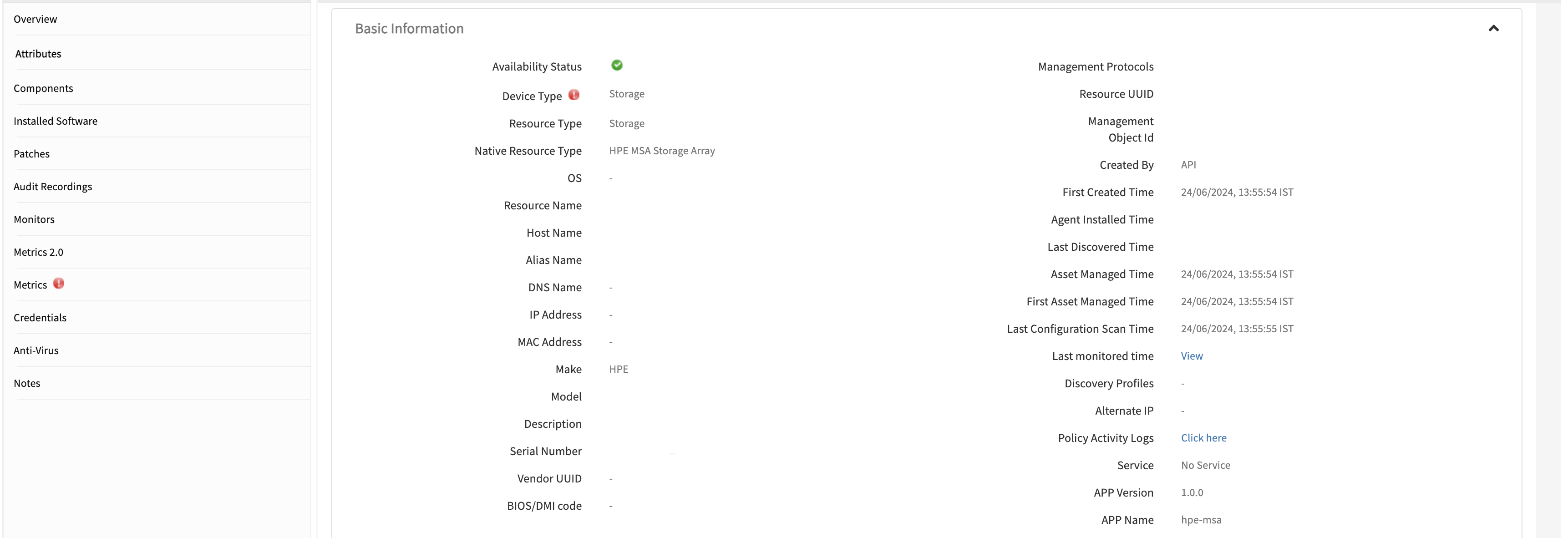 Working with HPE MSA | OpsRamp Documentation