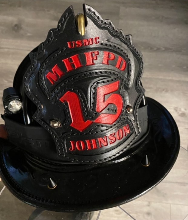  FIL Firefighter Custom Leather Fire Helmet Shield Front By Fully 