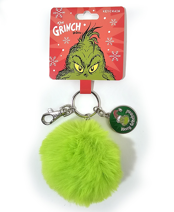 The Grinch Universal Studios Parks Green Pom Keychain with Merry ...