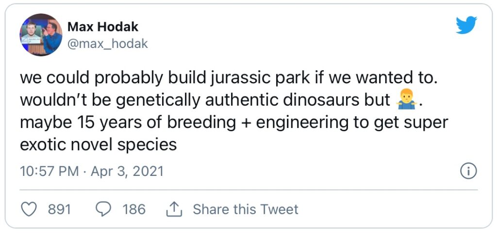 Max Hodak, socio de Elon Musk, aseguró que pueden crear un Jurassic ...