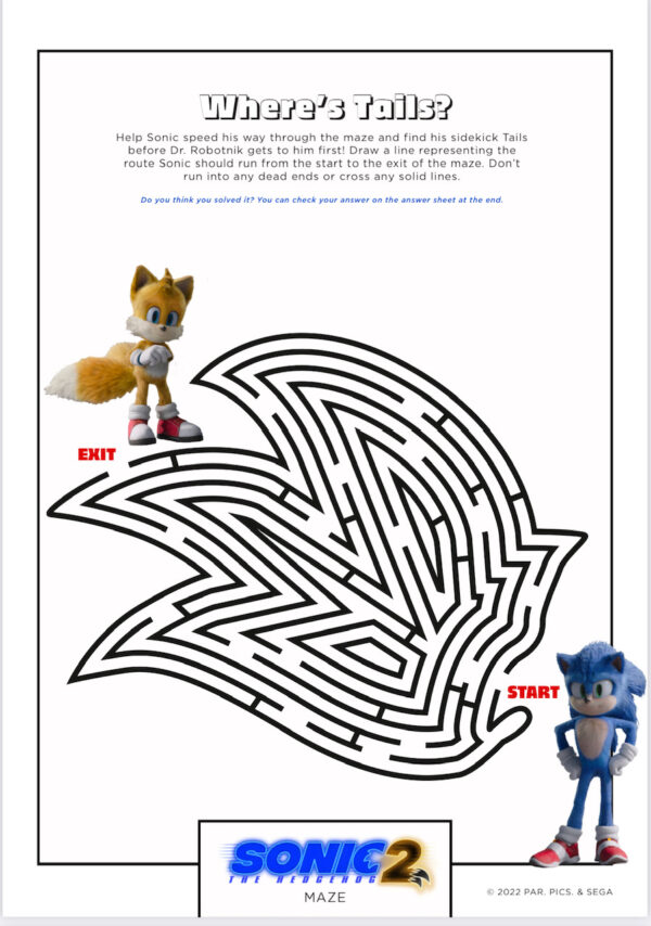 Free Sonic Coloring Pages; Printable Sonic the Hedgehog 2 Activity Book ...