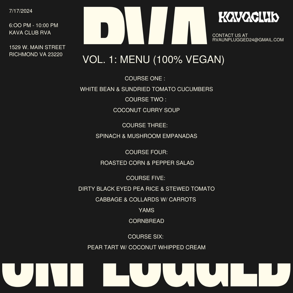 rva unplug menu - RVAHub