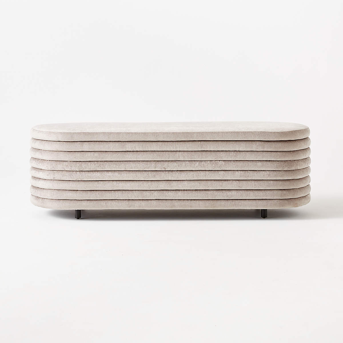 CB2 Rialto Pewter Storage Bench Seeded