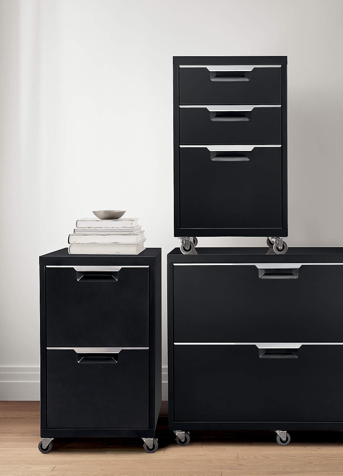TPS Black 3 Drawer Filing Cabinet