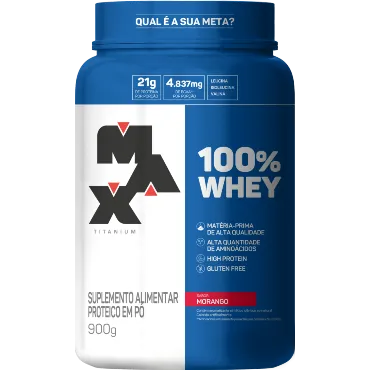 Max Whey Protein 100% Pote 900g - Max Titanium | Extreme Suplementos