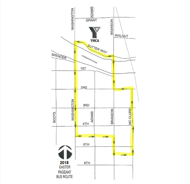 City of Marion, IN | Bus Route for Easter Pageant, 2018
