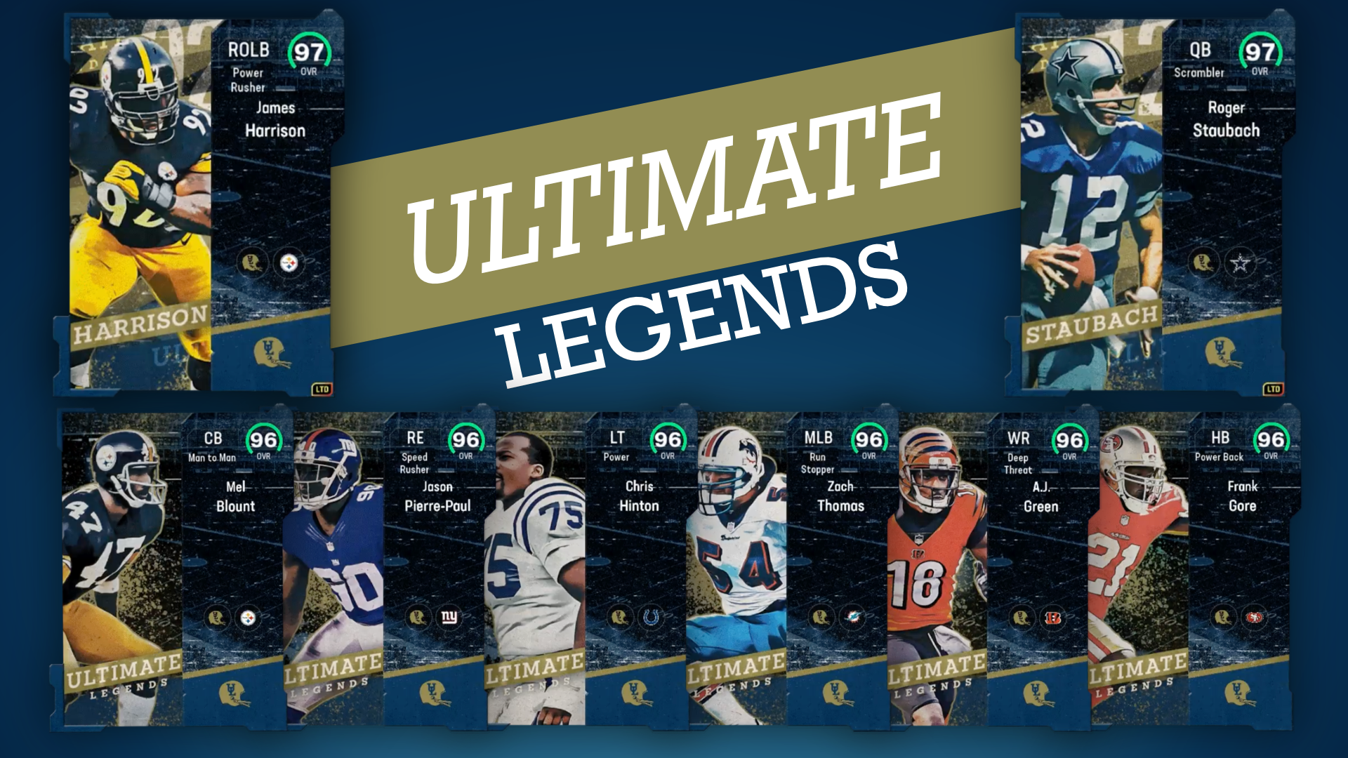 Ultimate Legends: Mel Blount, Frank Gore, LTD Roger Staubach, and more ...