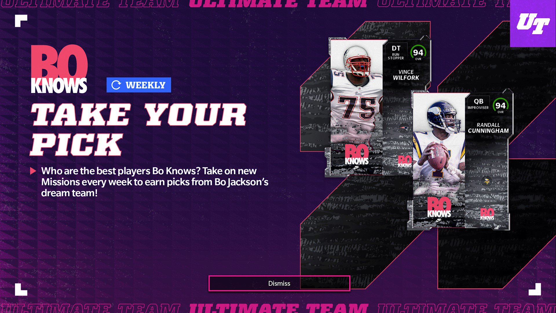 Bo Knows Legends: Cunningham, Wilfork, Swann, and Singletary - MUT.GG