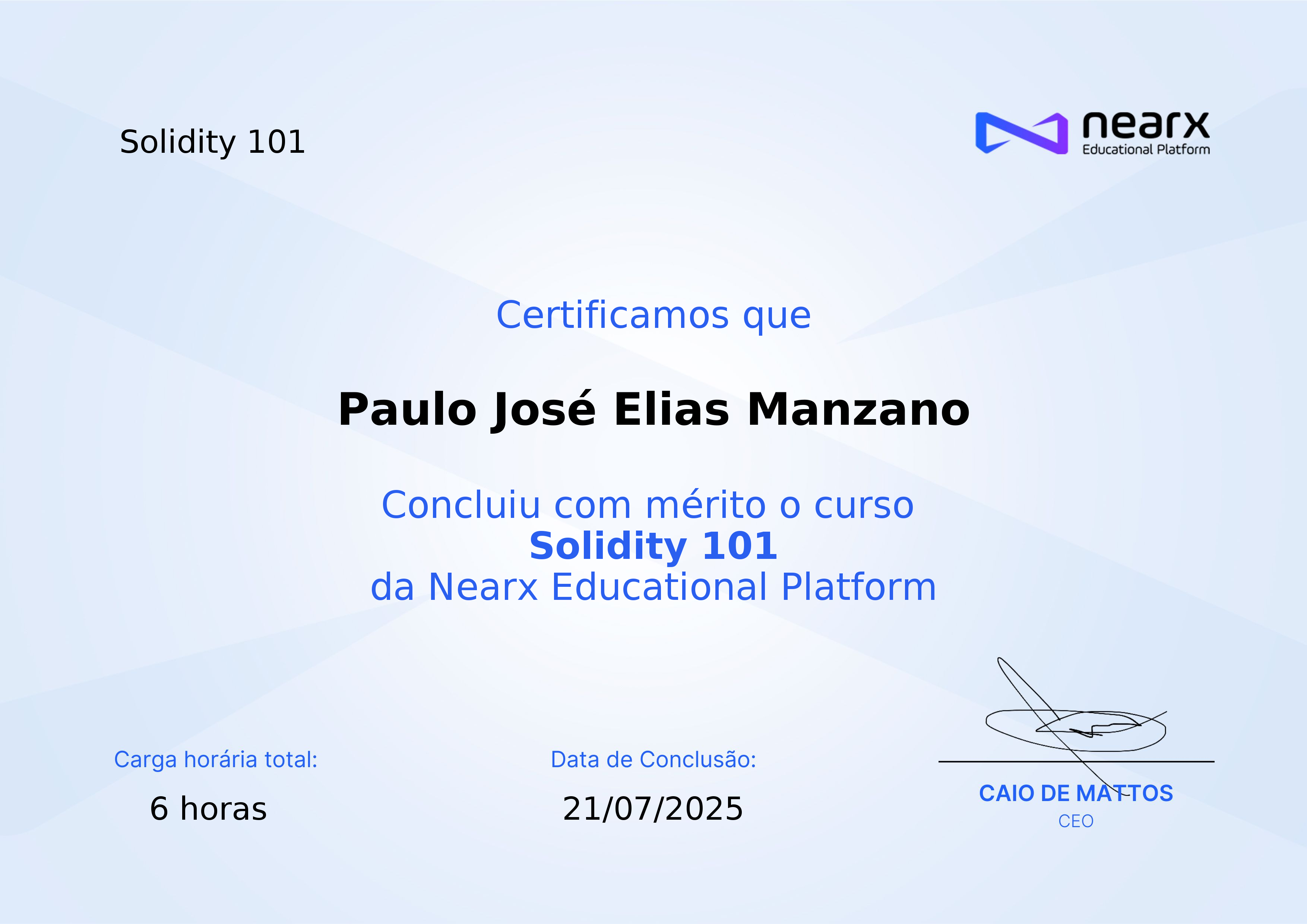 Paulo José Elias Manzano - Dev Blockchain Júnior | Smart Contracts ...