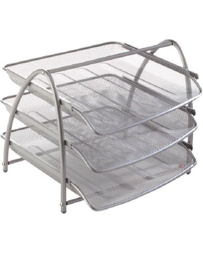OfficeBox - ALBA DOCUMENT TRAY 3 TIER METALLIC GREY