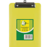 OfficeBox - Trefoil Yellow Transparent A4 Plastic Clipboard