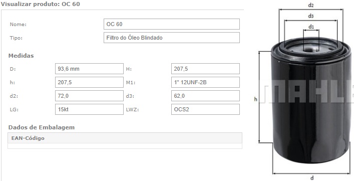 FILTRO WO480 OC0060 SLB0962 PSL962 P553771 MWM 6CIL | Atacadão das ...