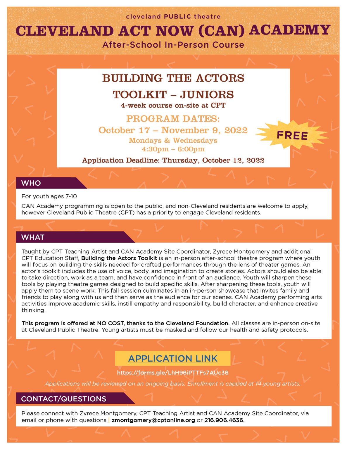 Cleveland Act Now (CAN) Academy – Building the Actors Toolkit – Juniors ...