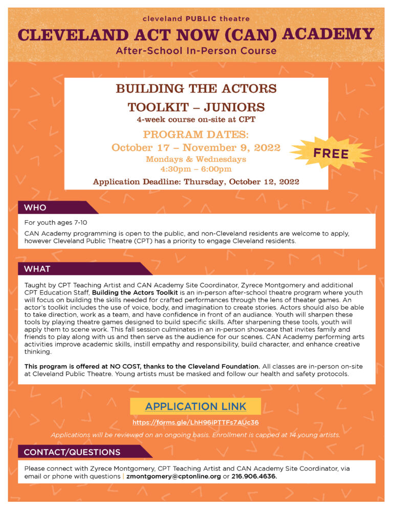 Cleveland Act Now (CAN) Academy – Building the Actors Toolkit – Juniors ...