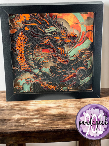 Handmade Fierce the Dragon Shadow Box – 8x8 Layered Cardstock Art ...