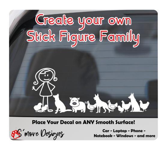 Farm Animal Stick Figure Decal Custom Sticker Family Decal Sticker for ...