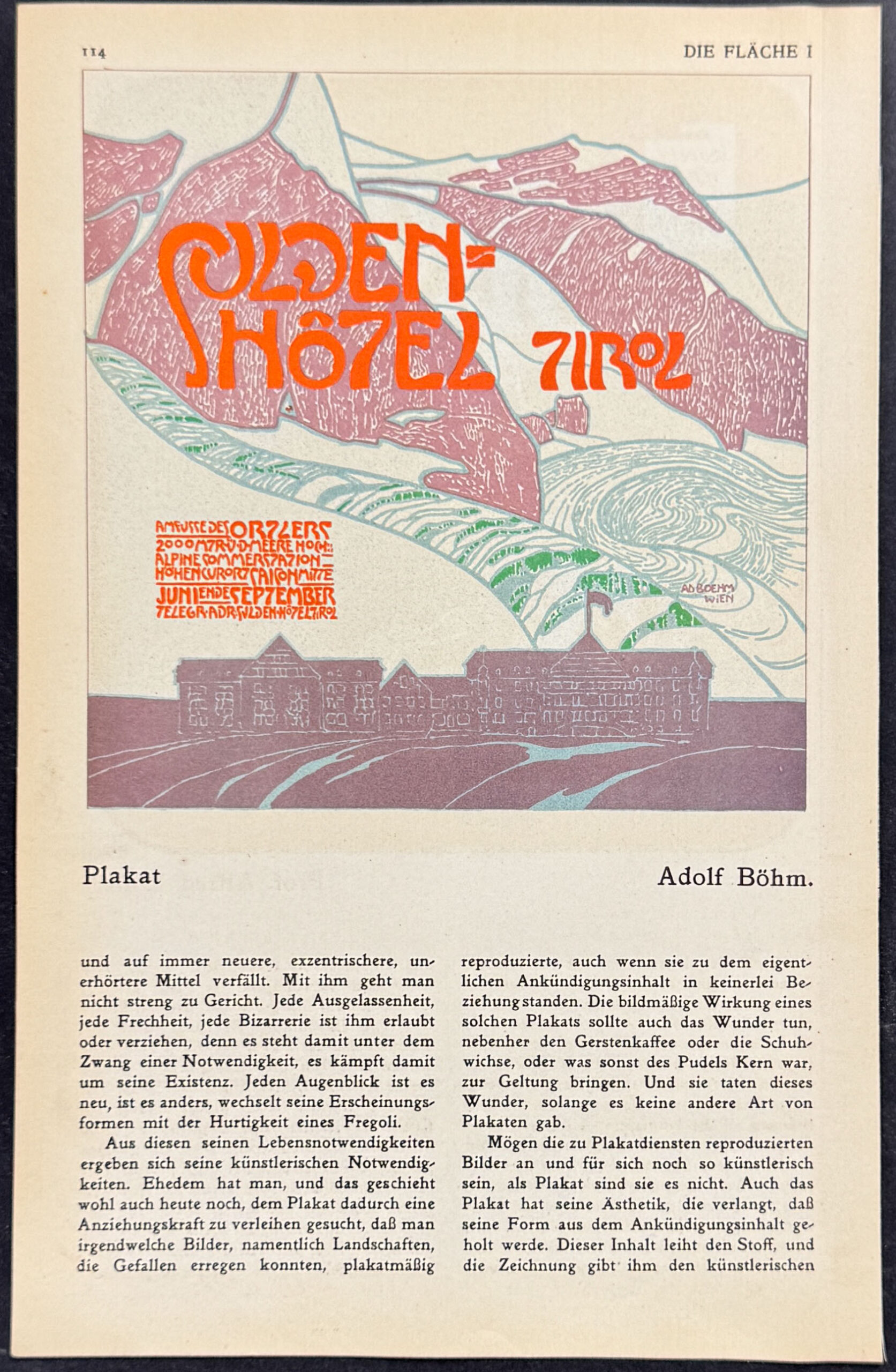 Mountain & Buildings - Art Pochoir Illustration by Adolf Bohm ...