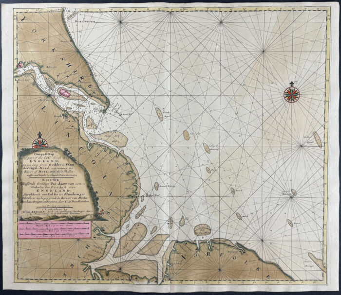 Compass Map of the East Coast of England | Trillium Rare Prints