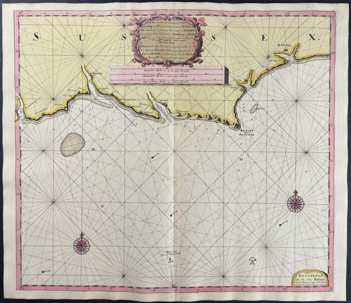 Compass Map of the Sea Coast of England | Trillium Rare Prints
