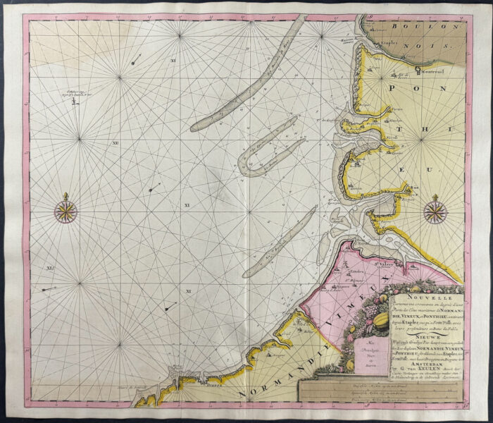 Compass Map of the Sea Coast of France (Normandy) | Trillium Rare Prints