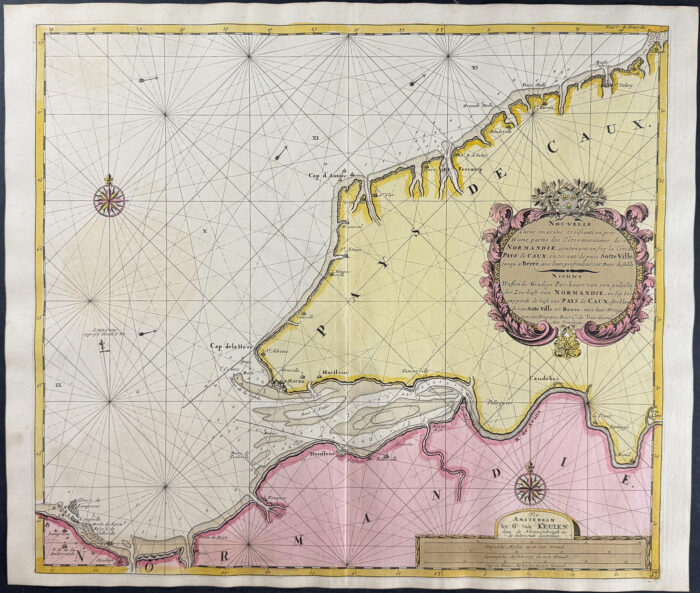 Compass Map of the Sea Coast of France | Trillium Rare Prints