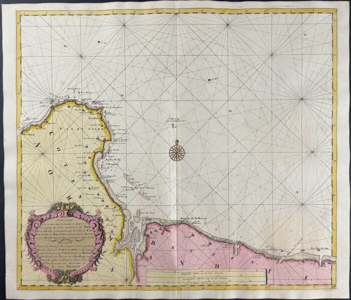 Compass Map of the Sea Coast of France | Trillium Rare Prints