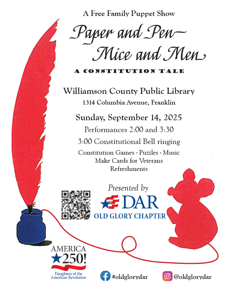 Constitution Week Puppet Show: “Paper and Pen - Mice and Men” A ...