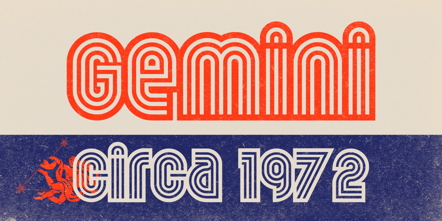 Gemini Circa 1972 Font Style by Fontalicious | Font Bros