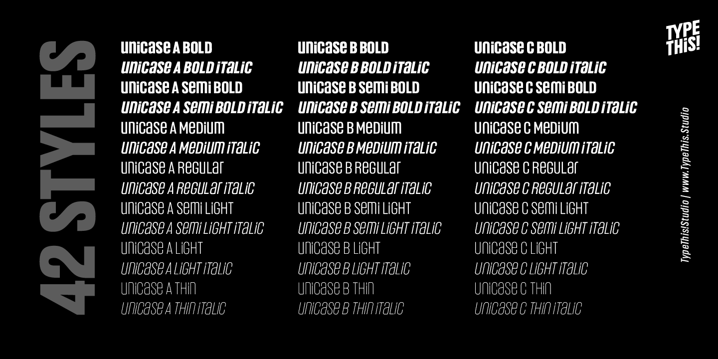 Headlines Unicase Font Family by TypeThis!Studio | Font Bros